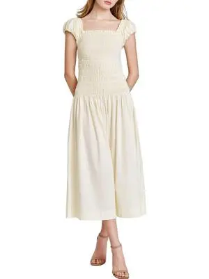WAYF Smocked Bodice Midi Sundress - Cream