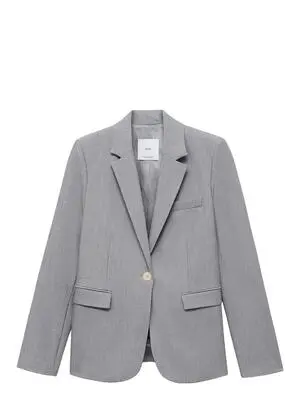 Mango Fitted Notched Lapel Blazer - Grey