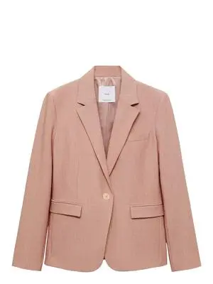 Mango Fitted Notched Lapel Blazer Pastel Pink