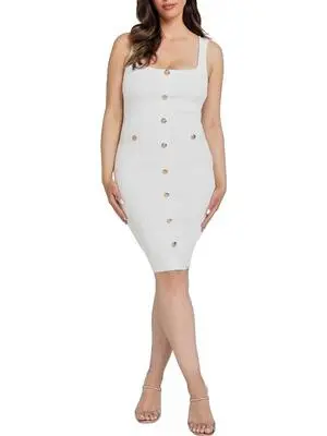 MARCIANO Janet Sleeveless Rib Sweater Dress - White Peaks