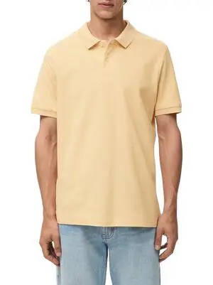 Mango Regular Fit Cotton Piqué Polo - Yellow