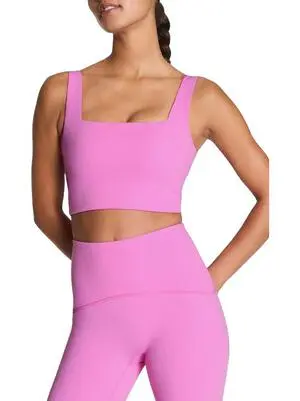 Spanx Square Neck Crop Tank Top Pink Geranium
