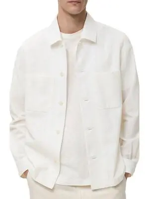 Mango Cotton & Linen Overshirt With Pockets - Ecru