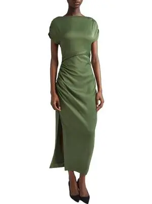 Lela Rose Heather Crepe Back Satin Dress - Forest