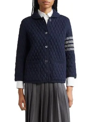 Thom Browne 4-bar Quilted Virgin Wool Blend Jacket - Navy