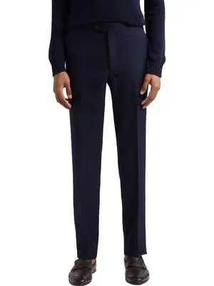 THOM SWEENEY Flat Front Wool Hopsack Trousers