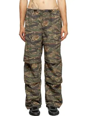 DIESEL® P-anic Camo Nylon Drawstring Pants - Olive/ Green