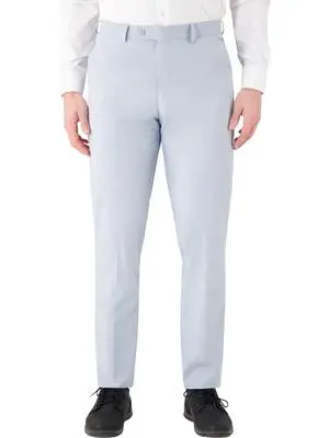VICTOR EMMANUEL Flat Front Texture Stretch Dress Pants - 452 Light Blue