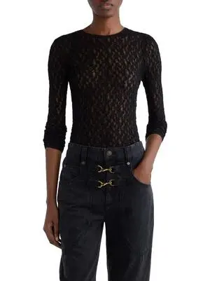 Isabel Marant Gaelle Stretch Lace Top - Black