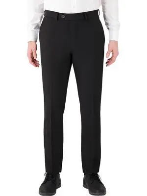 VICTOR EMMANUEL Vince Flat Front Stretch Dress Pants - Black