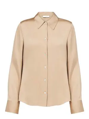 Vince Silk-blend Satin Shirt - Beige