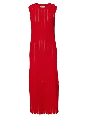 Altuzarra Sissi Open-knit Cotton Midi Dress - Red