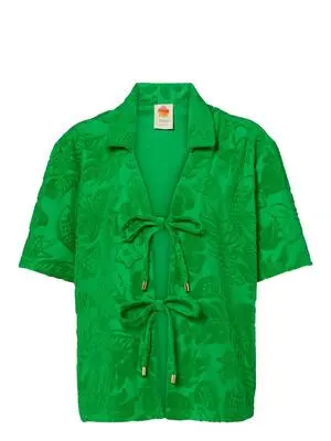 Farm Rio Floral Cotton-blend Terry Shirt - Green