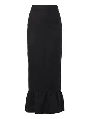 Posse Matilda Tiered Linen Pencil Skirt - Black