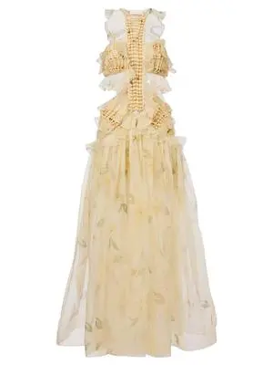 Zimmermann Balance Ruffled Silk Organza Maxi Dress - Yellow