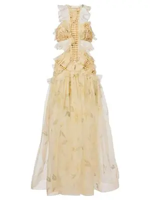 Zimmermann Balance Ruffled Silk Organza Maxi Dress - Yellow