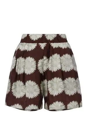 Asceno Zurich Printed Silk Twill Shorts Brown