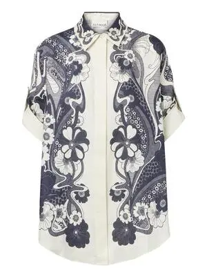 ALEMAIS Alémais Mickey Printed Linen Shirt - White