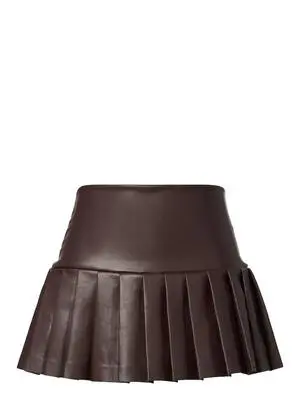Norma Kamali Pleated Miniskirt - Brown