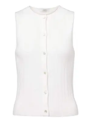 Vince Ribbed Cotton Top - White