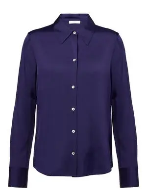 Vince Silk-blend Satin Shirt - Blue