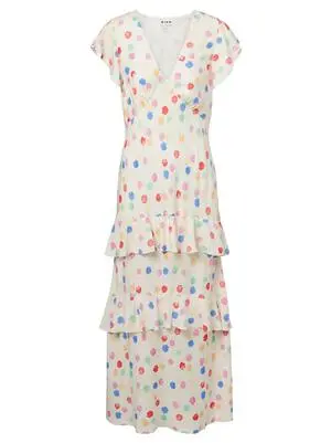 Rixo Meena Polka-dot Tiered Maxi Dress - White