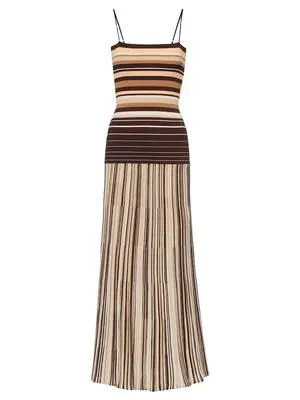 Faithfull The Brand Esenia Striped Cotton-blend Midi Dress - Brown