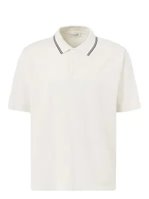 FRAME Cotton Piqué Polo Shirt - White