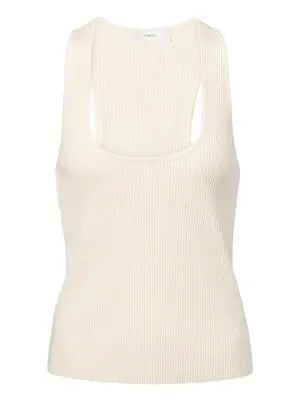 Vince Ribbed-knit Cotton Blend Top - White