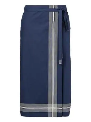 Vince Striped Cotton Wrap Skirt - Blue
