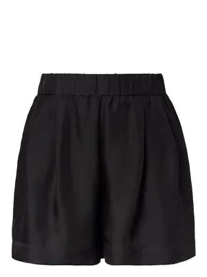 Asceno Zurich Silk Twill Shorts - Black