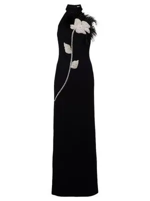Rebecca Vallance Starlight Embellished Feather-trimmed Gown - Black