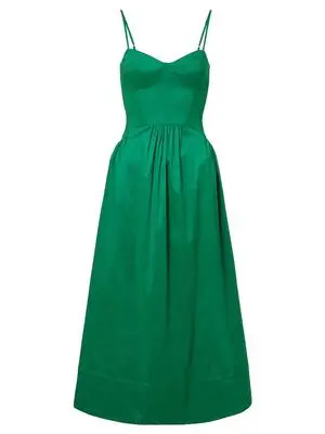 Rebecca Vallance Bailey Belted Pleated Midi Dress - Green