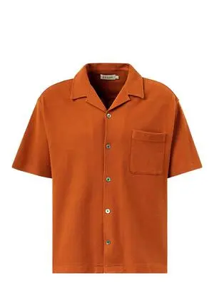 FRAME Cotton Piqué Bowling Shirt - Orange