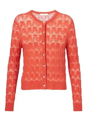 Vince Pointelle Cotton Cardigan - Orange