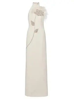 Rebecca Vallance Starlight Embellished Halterneck Gown - White