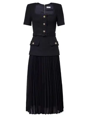 Rebecca Vallance Jonie Belted Pleated Midi Dress - Black