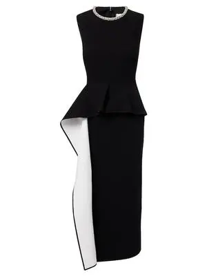 Roland Mouret Embellished Peplum Satin Crêpe Midi Dress - Black