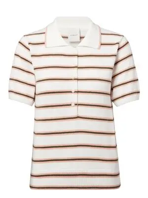 Varley Faustine Striped Cotton-blend Polo Shirt - White