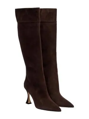 Manolo Blahnik Miralonepla 90 Suede Knee-high Boots - Brown