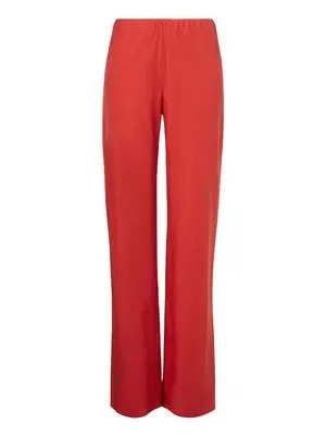 Vince Cotton And Linen-Blend Wide-Leg Pants Red
