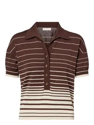Faithfull The Brand Sable Striped Polo Shirt - Brown