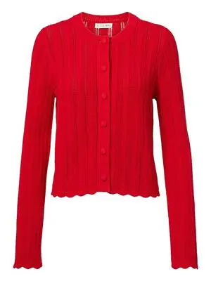 Altuzarra Mariette Scalloped Pointelle Cardigan - Red