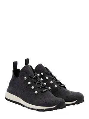 JIMMY CHOO Veles Embellished Cashmere Sneakers - Black
