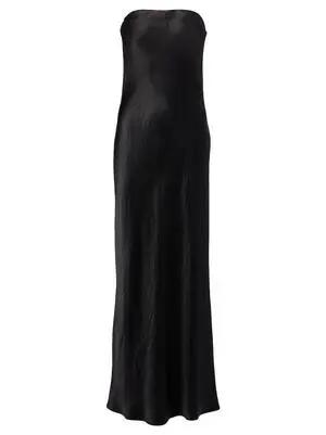 Vince Strapless Satin Maxi Dress - Black