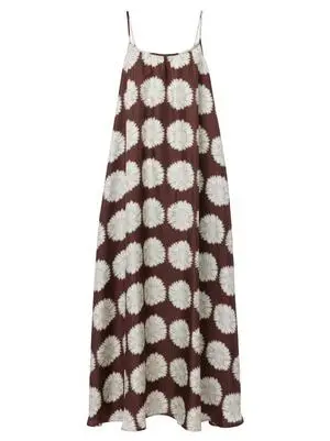 Asceno Napoli Floral Silk Twill Maxi Dress - Brown