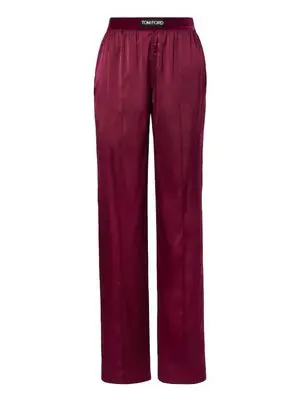 TOM FORD Silk-blend Satin Wide-leg Pants - Burgundy