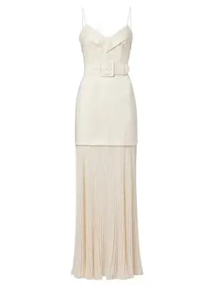 Rebecca Vallance Bailey Belted Pleated Maxi Dress - White