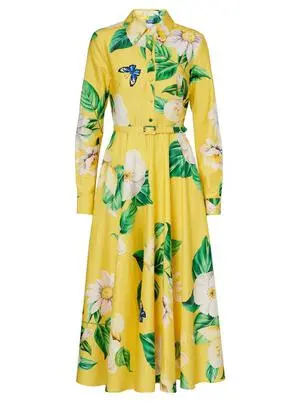 LEO LIN Zara Floral Cotton Shirt Dress - Yellow