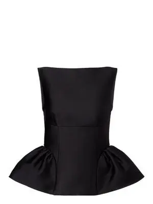 Roland Mouret Peplum Taffeta Top - Black
